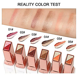 LOKFAR 12 Colors Glitter Eye-shadow Stick Set, Two-Tone Shimmer Gradient Eyeshadow Stick Double Colors Eyeshadow Stick Waterproof Glitter Eye Stick Eyeshadow Pen for Women Eye Makeup (6 Pcs)