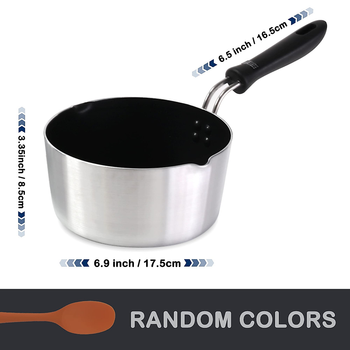 ICUUK 2.5 Quart Nonstick Saucepan With Glass Lid And Silicone Mixing Spoon,Multipurpose Pot for Home Kitchen and Resturant, Aluminum Alloy, Silver (7.9 inch)