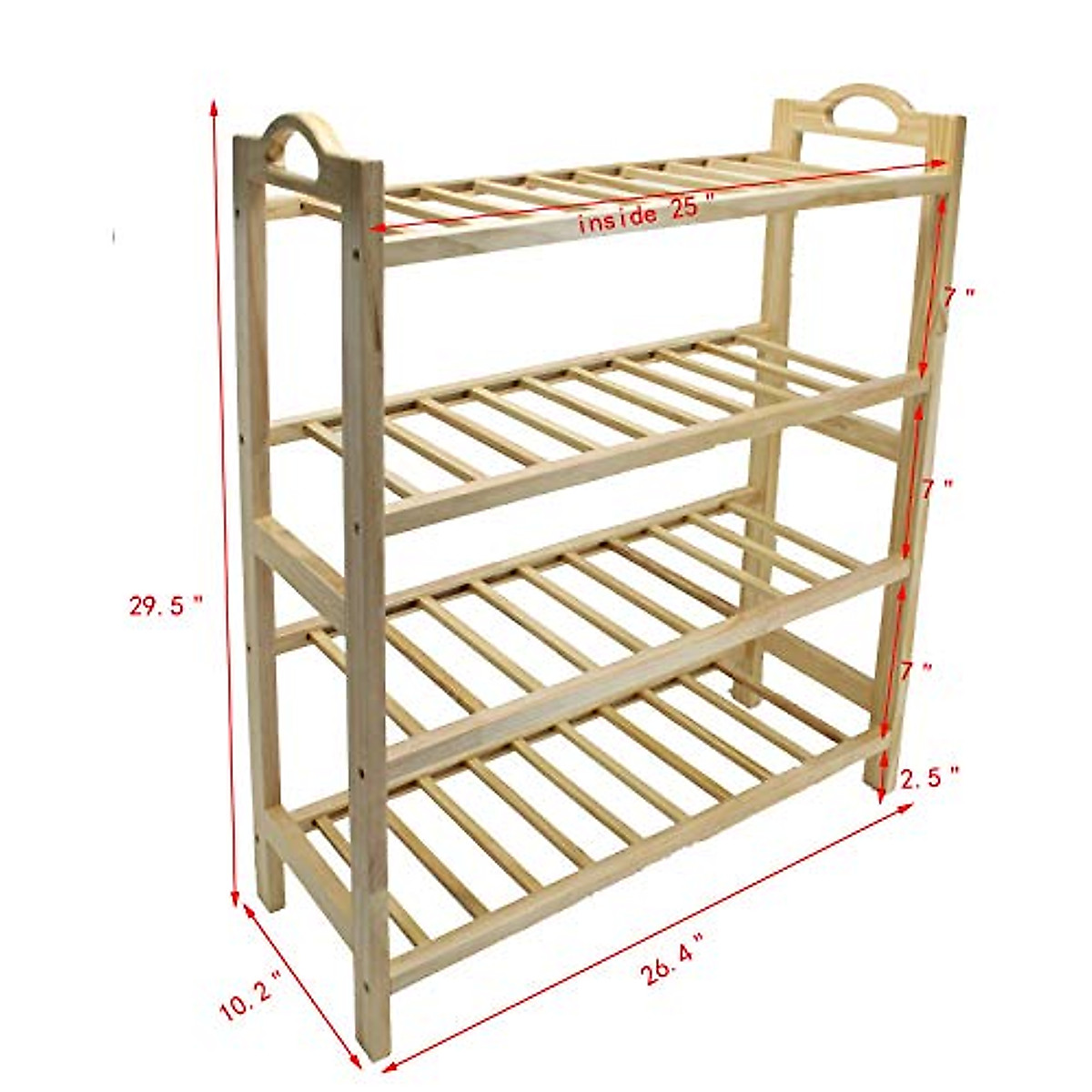 FixtureDisplays® Wood Shoe Rack Flower Plant Display Stand Reading Room Book Cart Storage Organizer 4-Shelf 15918