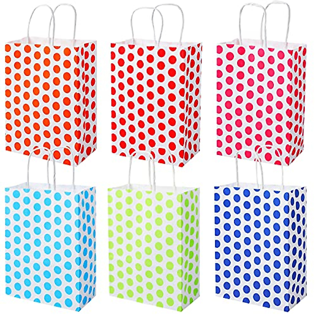 Jutoe 24pcs Kraft Paper Gift Bags,Recyclable Paper Shopping Bags with Handles,Dots Retail Bags,Birthday Party Bags,Souvenir Gift Bags