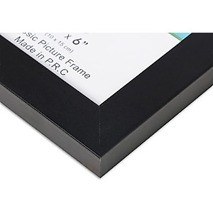 The Display Guys - Square Profile Wooden Picture Frame with Tempered Glass - 5" x 7" matted to 4" x 6" – 6 Pack – Black