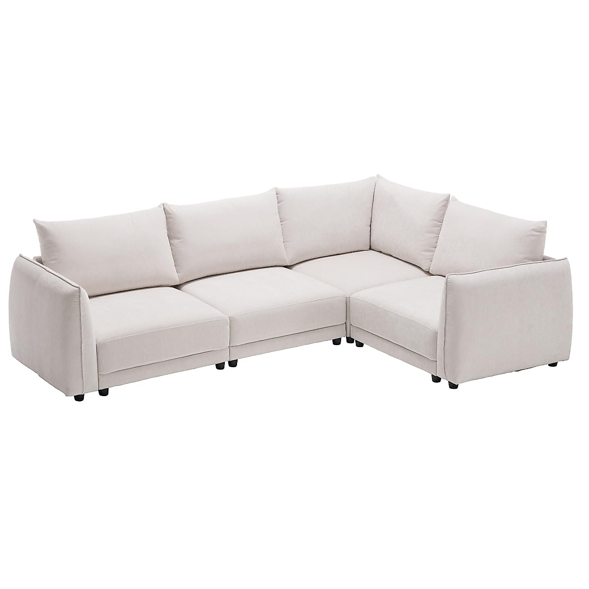CIMOTA Oversized Corner Modular Sectional Fabric Sofa, 107 Inch Large 4 Seater Sofa Set, L Shaped Corner Sectional Cloud Sofa Couch for Living Room and Office, 3 Seat and 1 Middle Corner, White