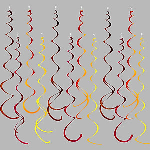 36 Pcs Fall Hanging Swirl Decorations Brown Burgundy Orange Yellow Felt Swirl Streamer Spiral Ceiling Decorations Garland for Autumn Thanksgiving Harvest Birthday Wedding Bridal Shower Party Supplies