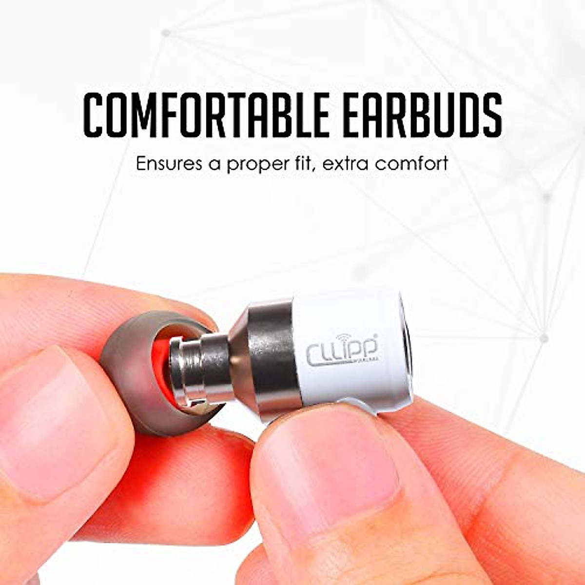 CLLIPP WIRELESS Earphones 3.5mm in-Ear Earbuds Noise Canceling with Microphone & Call Controller Dynamic Bass Stereo Sound Tangle-Free Cord - White