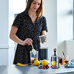 Manual Milk Creamer Hand Pump Frother Cappuccino Latte Coffee Foam Pitcher with Handle, Lid, Double Layer Filter Screen, Stainless Steel, 17-Ounce Capacity (500ml)