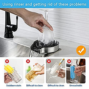 Wonglea Glass Rinser for Kitchen Sink,Cup Washer for Sink,Stainless Steel Bottle Washer,Faucet Glass Cleaner Sink Attachment,Automatic Cup Cleaner for Sink in Homes, Bars, Coffee