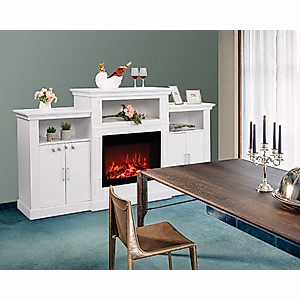 Bonnlo Electric Fireplace with Mantel, 78 inch Fireplace TV Stand Entertainment Center with 26 inch Electric Fireplace TV Console for Living Room, White