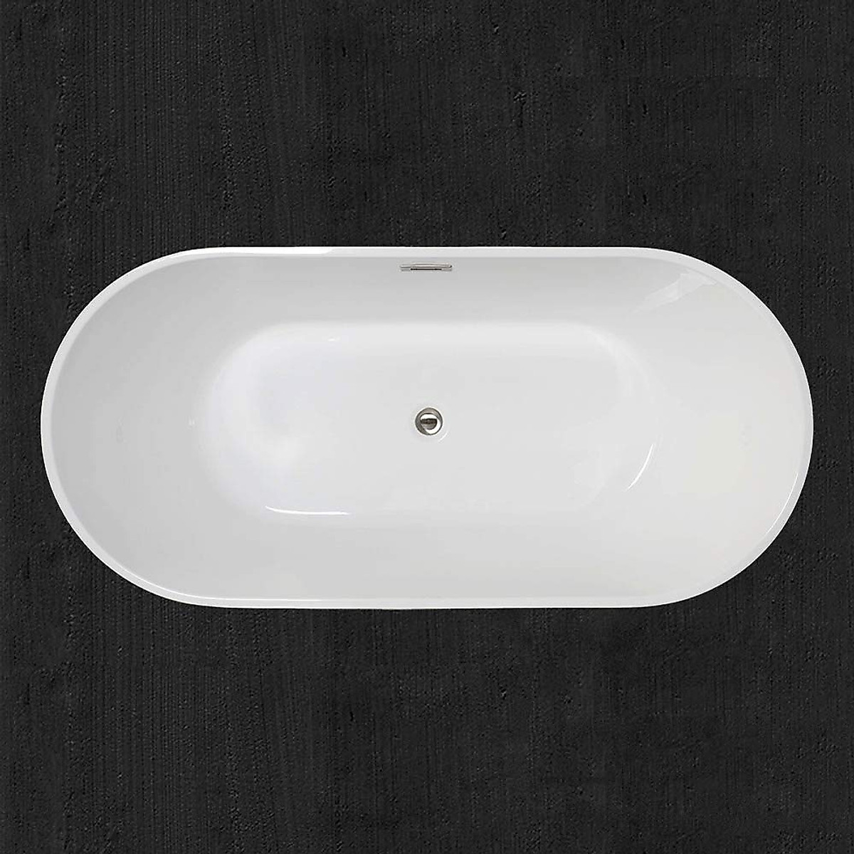 WOODBRIDGE 59" Acrylic Freestanding Bathtub Contemporary Soaking Tub with Brushed Nickel Overflow and Drain B0014B,White