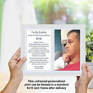 1st Father's Day Together from Son to Daddy, Gift from New Baby Boy, Add Name and Photo to 8X10 Inch Custom Print