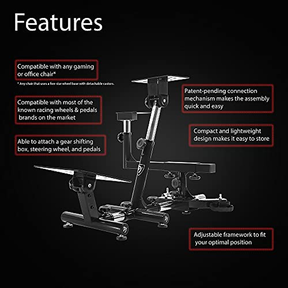 Arozzi Velocita Universal Racing Simulator Cockpit Compatible with Most Racing Sim Gear and Gaming Chairs Collapsible Telescopic and Portable - Black