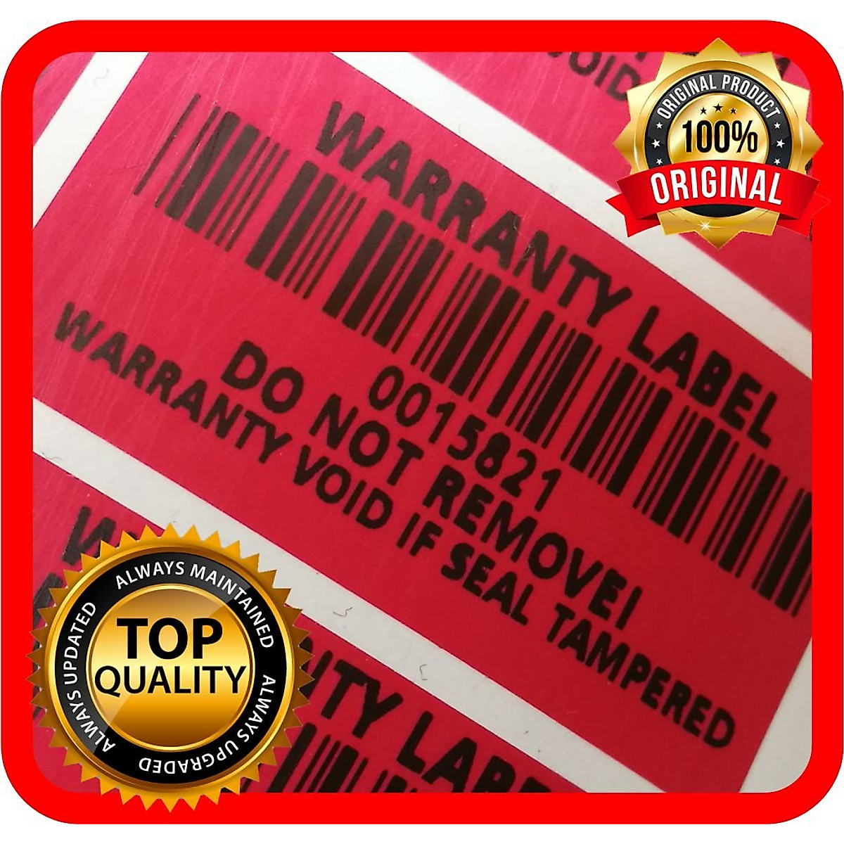 Holomarks 300 pcs Red Tamper Evident Warranty Labels Security Stickers Low Residue 1.57 x .787 inch