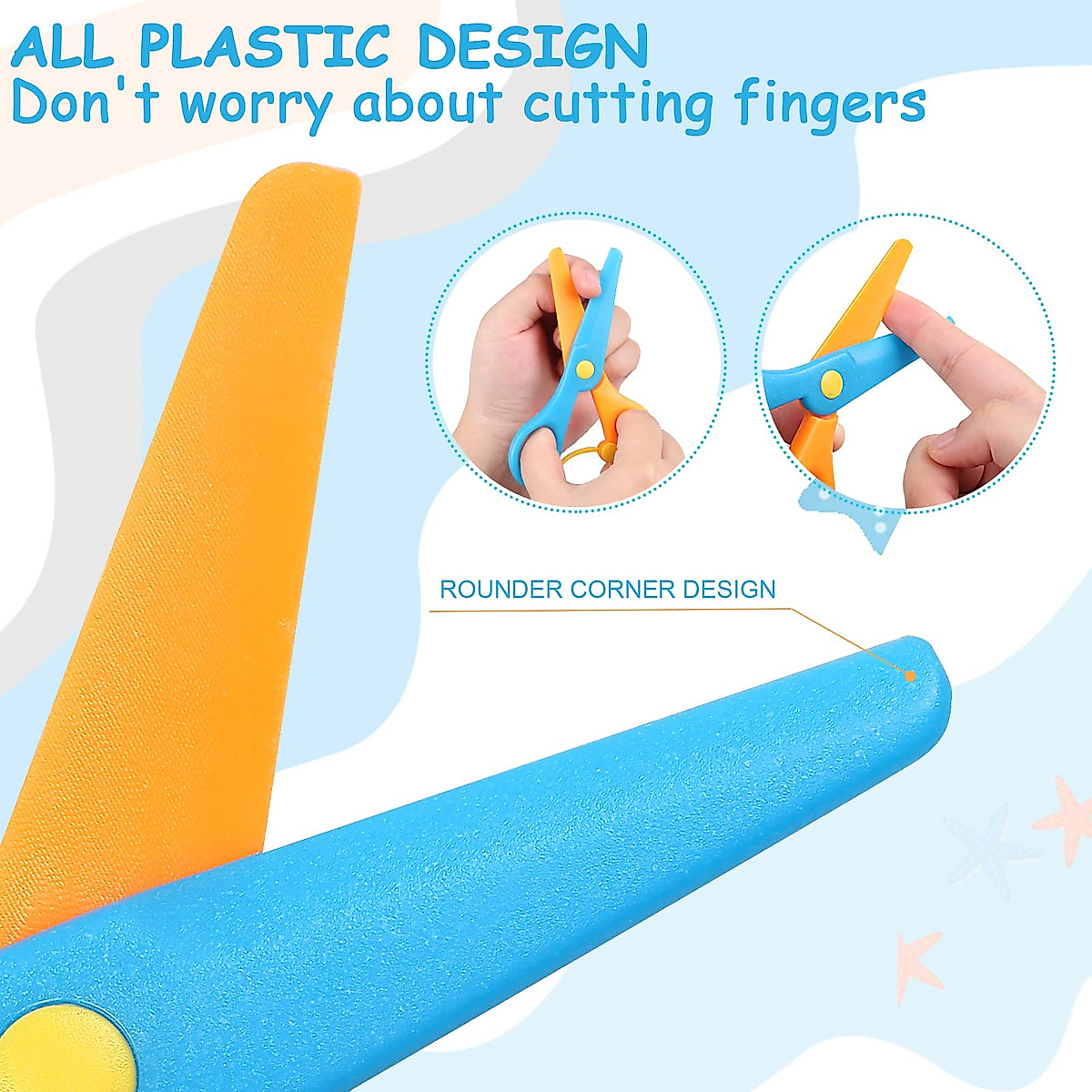 Safety Kids Scissors 3-Pack for Preschool & Craft | PECULA