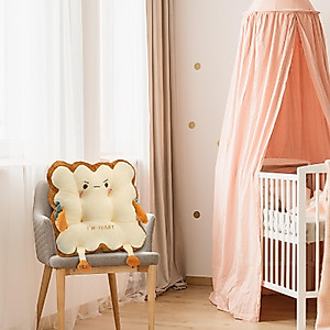 Kigley 2 Pcs Cute Seat Cushion Toast Plush Bread Pillow Cushion Office Chair Cute Kawaii Car Desk Accessories Kawaii Chair Pads for Car Birthday Sofa Bedroom