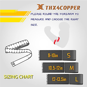 THX4COPPER Infused Adjustable Compression Tennis and Golfer Elbow Support Brace, with Pad for Muscle and Joint Pain Relief, Tendinitis, Carpal Tunnel Syndrome