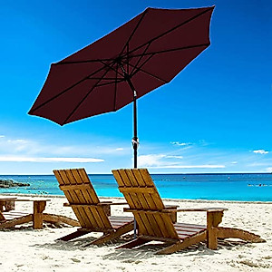 Yescom 9ft UV30+ Aluminum Outdoor Patio Umbrella with Crank & Tilt 8 Ribs Air-vented for Garden Yard Pool Deck wine