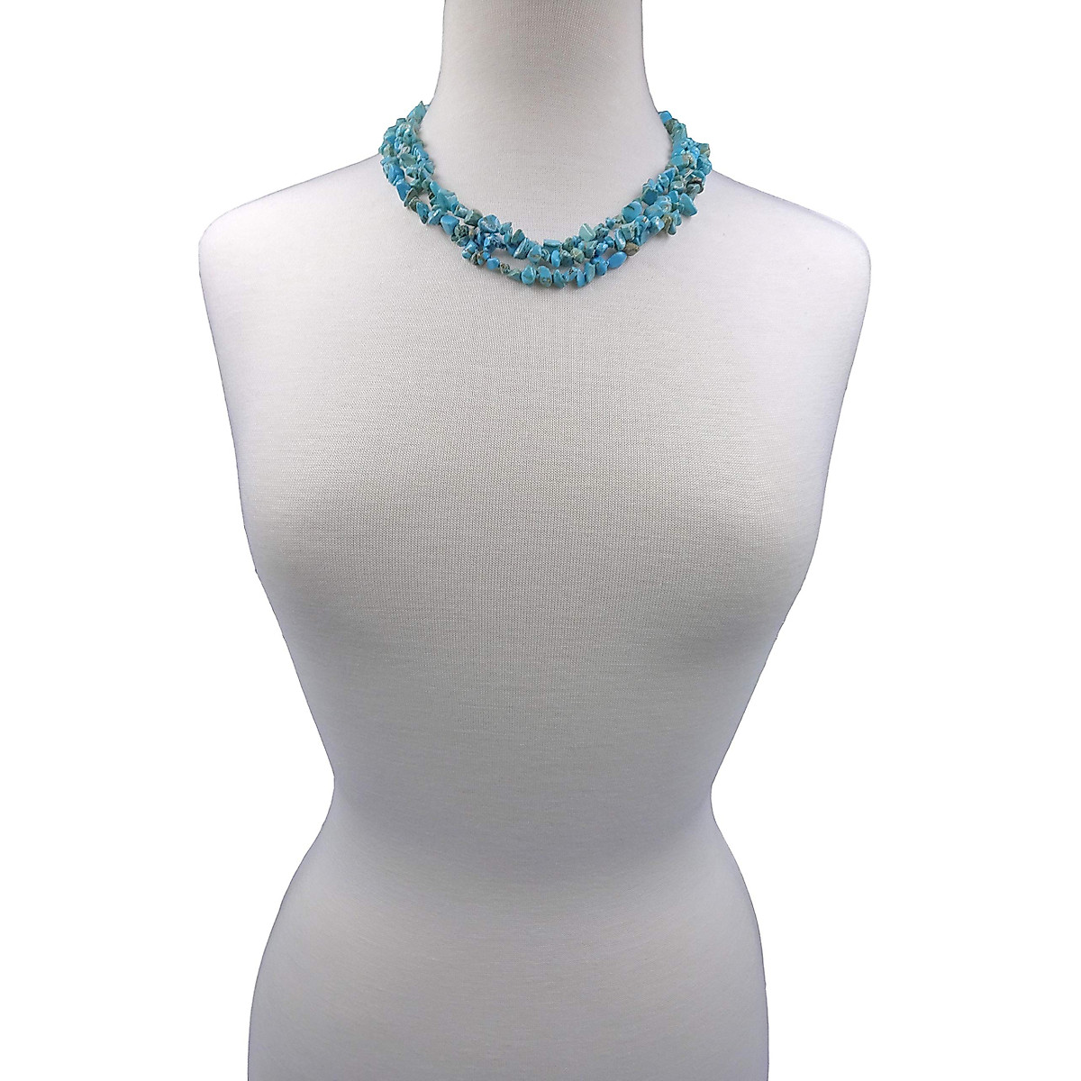 MGR MY GEMS ROCK! Multi-strand Blue Magnestie Turquoise Collar Torsade Statement Necklace.