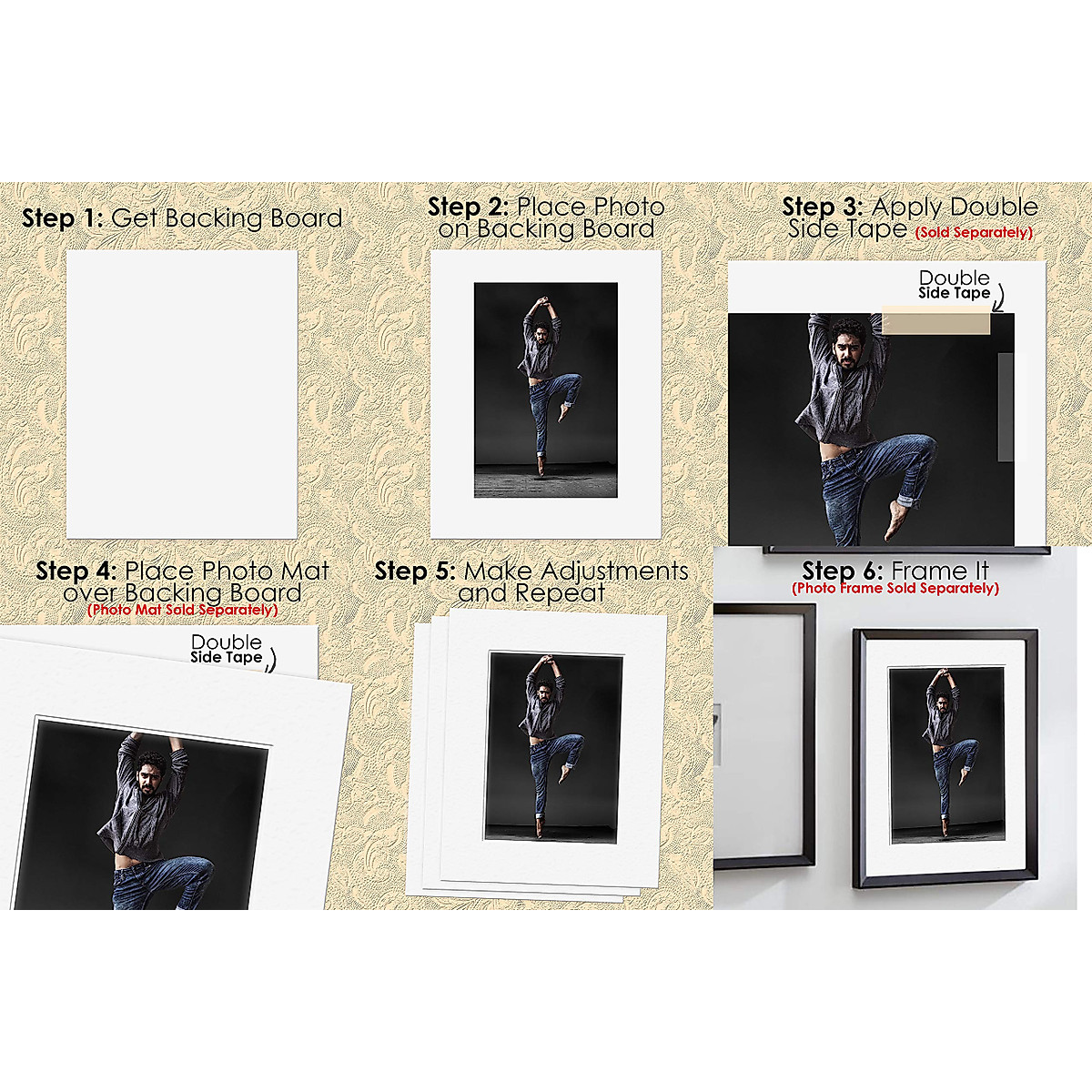 Golden State Art, 8.5x11 Picture Mat Matte Backerboards for Framing. Pack Contains 50 Backing Boards (White, 50 Pack)