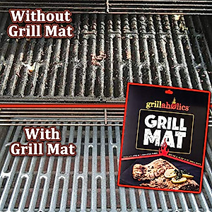 Grillaholics Grill Mat - Set of 2 Heavy Duty BBQ Grill Mats for Outdoor Grill - Non Stick, Reusable, and Easy to Clean - Lifetime Manufacturers Warranty