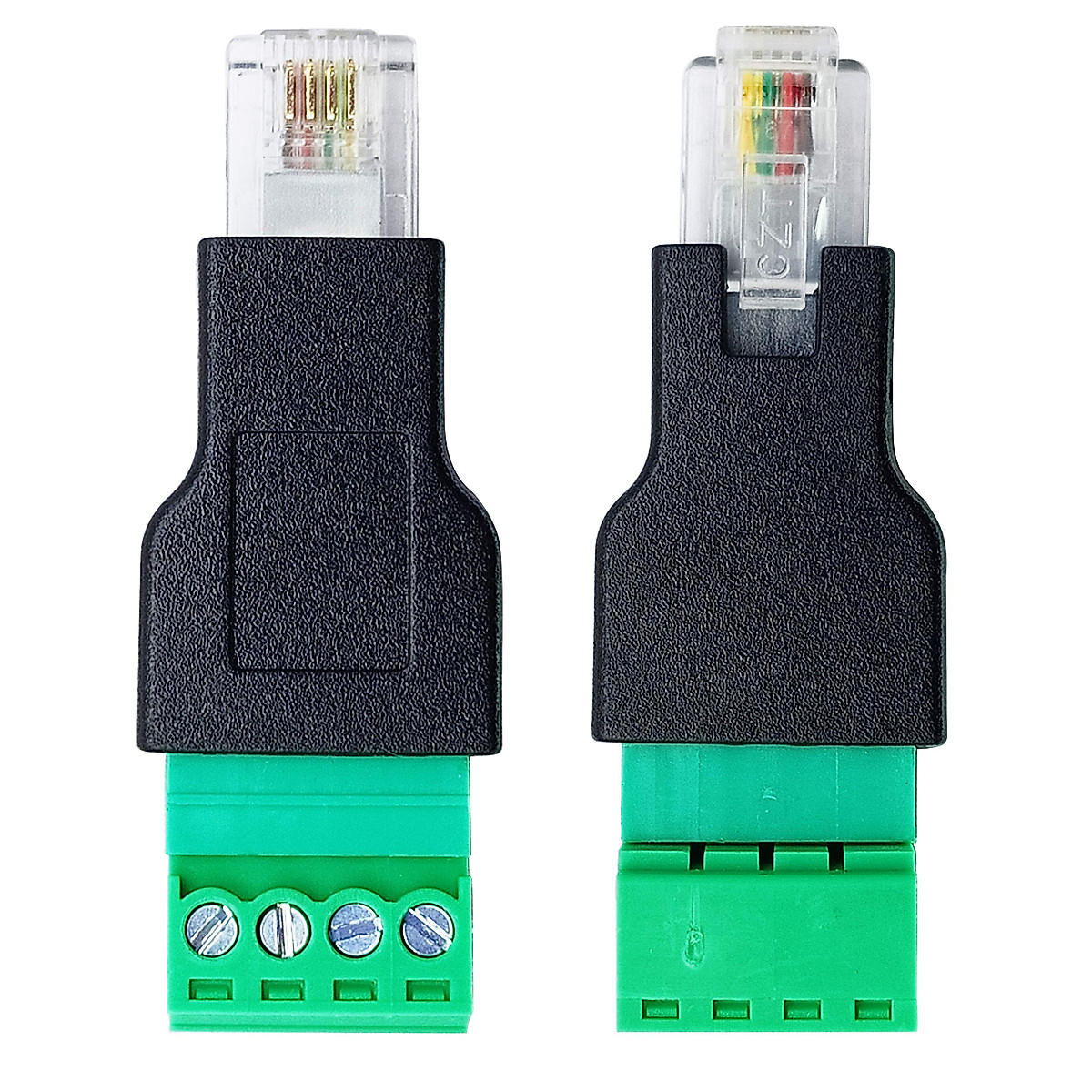 AAOTOKK RJ11 Screw Terminal RJ11 4P 4C Male to 4Pin Female Bolt Screw Type terminals Plug for Telephone,CCTV wiring Coupler (2 Pack)