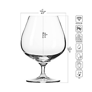 Krosno Brandy Cognac Snifter Glasses | Set of 6 | 18.6 oz | Harmony Collection | Perfect for Home Restaurants and Parties | Dishwasher Safe | Gift Idea | Made in Europe