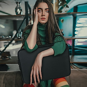 Oewoer Professional Travel Makeup Case 16.5 Inches Large Make Up Bag Cosmetic Train Case Portable Artist Storage Organizer Bag with Shoulder Strap for Makeup Brushes (L-Black)