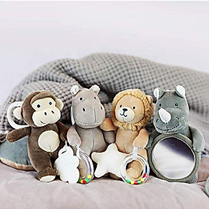 Gabby Grove Gentle Jungle Educational Baby Activity Gym and Infant Play Mat in Grey Shower Gift for Newborn with Mirror, Tummy Time Pillow, and Toys in Gray, White and Cream Neutral Tones