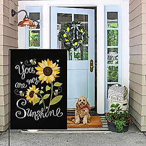 BLKWHT Spring Summer Sunflower Garden Flag You are My Sunshine Vertical Double Sided Fall Farmhouse Floral Black Burlap Yard Outdoor Decor 12.5 x 18 Inches (153839)