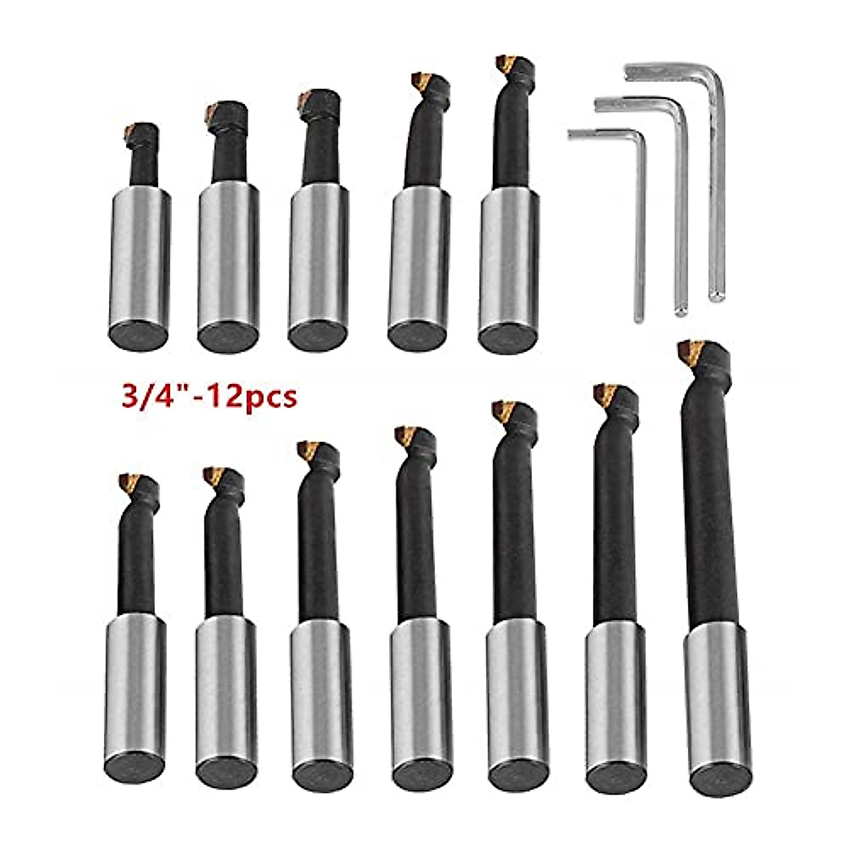 / 4 in Boring Head + R8-1-1/2-18 (7/16) Boring Bar + 3/4in Boring Cutter Set 40CR with Wrench for Household Industrial Use