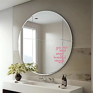 2x Bathroom Decal,Vinyl Mirror Decal,Positive Affirmation Decal,Bedroom Wall Decals,Affirmation Stickers for Mirror, for Kids, for women, Bathroom Decal,Vanity Mirror Decal (pink)