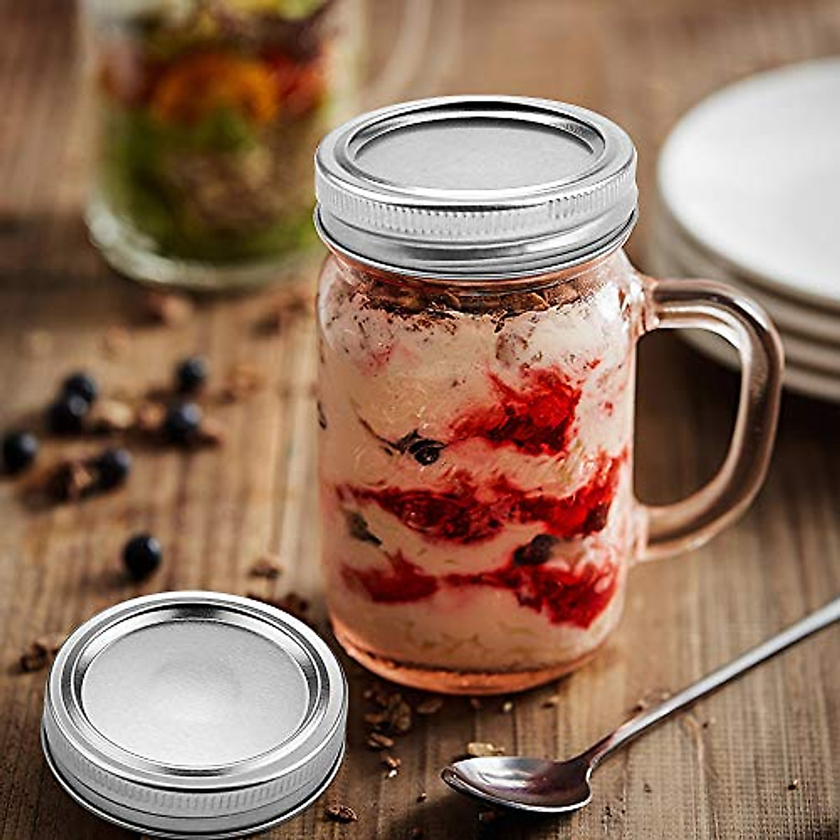 Tecmisse 40 Pieces Regular Mouth Mason Jar Replacement Rings, 70mm Silver Mason Storage Split-Type Lids Canning Jar Bands Leak Proof and Secure Mason Jar Caps