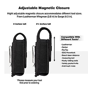 Leatherman Sheath Replacement by Perilogics. Magnetic Closure Pouch Fits Wave Plus Wingman Charge Surge Super Tool 300 Signal Free P2 P4. Fits Tool Up to 4.5 inch in Length