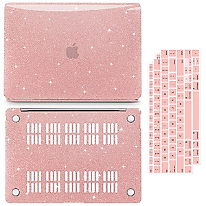 Anban Compatible with MacBook Air 13 inch Case 2022 2021 2020 2019 2018 Release A2337 M1 A2179 A1932 with Touch ID, Glitter Smooth Plastic Hard Shell Case + Keyboard Cover,MacBook Air 2021 Case Retina