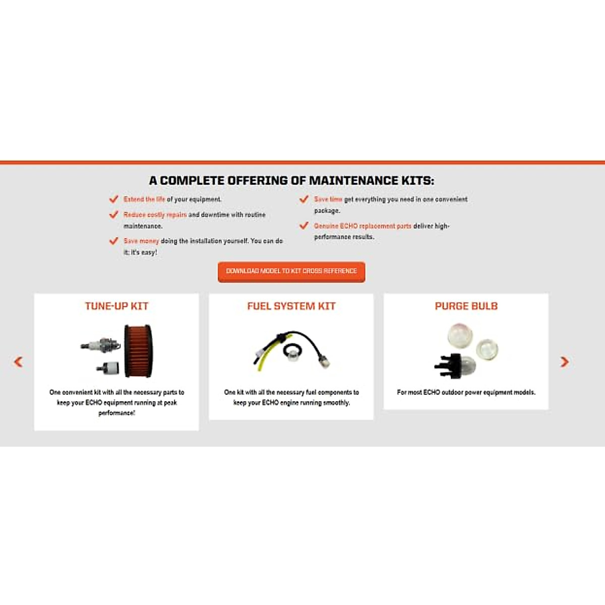 GENUINE ECHO AIR, FUEL FILTER AND SPARK PLUG TUNE UP KIT FITS SRM-266 SRM-280 90125Y