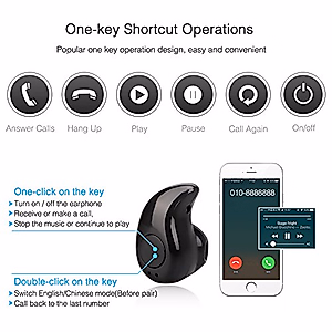 PUOX S530 Single Ear Bluetooth Headphones, Mini Stealth Wireless Headphones, Stereo Open Ear Sport Earbuds for All Smartphones (Black/White/Beige/Blue/Pink)