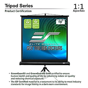 Elite Screens Tripod Series, 119-INCH 1:1, 16:9, 4:3, Adjustable Multi Aspect Ratio Portable Indoor Outdoor Projector Screen, 8K / 4K Ultra HD 3D Ready, US Based Company 2-YEAR WARRANTY, T119UWS1, Black