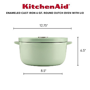 KitchenAid Enameled Cast Iron Dutch Oven/Casserole, 6 Quart, Pistachio