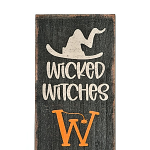 National Tree Company Hanging Porch Sign, Black, 'Wicked Witches Welcome', Wooden Construction, Halloween Collection, 39 Inches