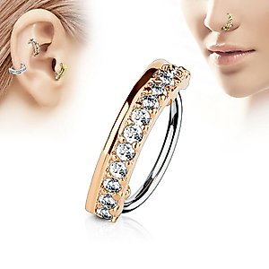 CZ Surgical Steel Ear Cartilage Earrings Daith Tragus Helix Hoop Nose Rings 20G (0.8mm) - Rose Gold