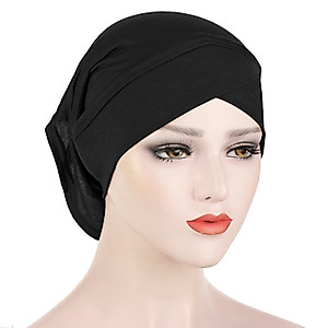 3 Pcs Muslim Inner Hijab Caps Women Solid Color Turban Underscarf Under Hijab Caps Stretchy Breathable Full Cover Undercap Tube Bonnet Under Scarf Hats Beanie
