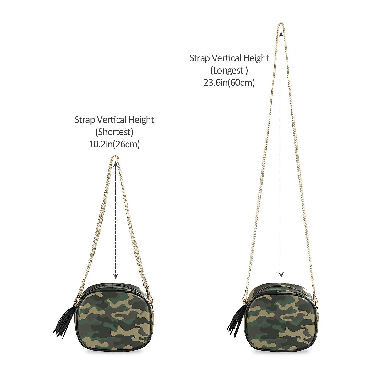 ALAZA Camouflage Military Cross Body Fashion Chain Bag Single Shoulder PU Leather Purse for Women Girls