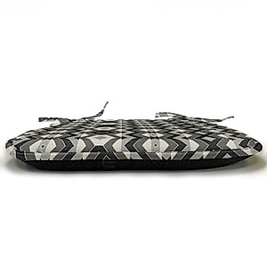 Ambesonne Geometric Chair Seating Cushion Set of 2, Aztec Tribal Folk Zigzags Chevron Traditional Bohemian, Anti-Slip Seat Padding for Kitchen & Patio, 16"x16", Charcoal Grey Black