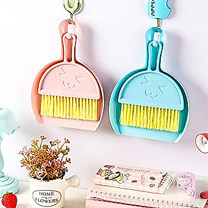 WUWEOT 9 Pack Small Broom and Dustpan Set, Clean Dust Pans with Brush, Hand Whisk Broom and Snap-on Dustpan Set with Hanger Hole
