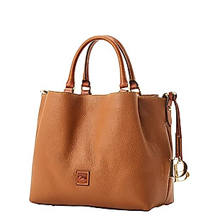 Dooney & Bourke Handbags for Women, Pebble Grain Leather Satchel Bag with Top Handles & Crossbody Strap - Brown