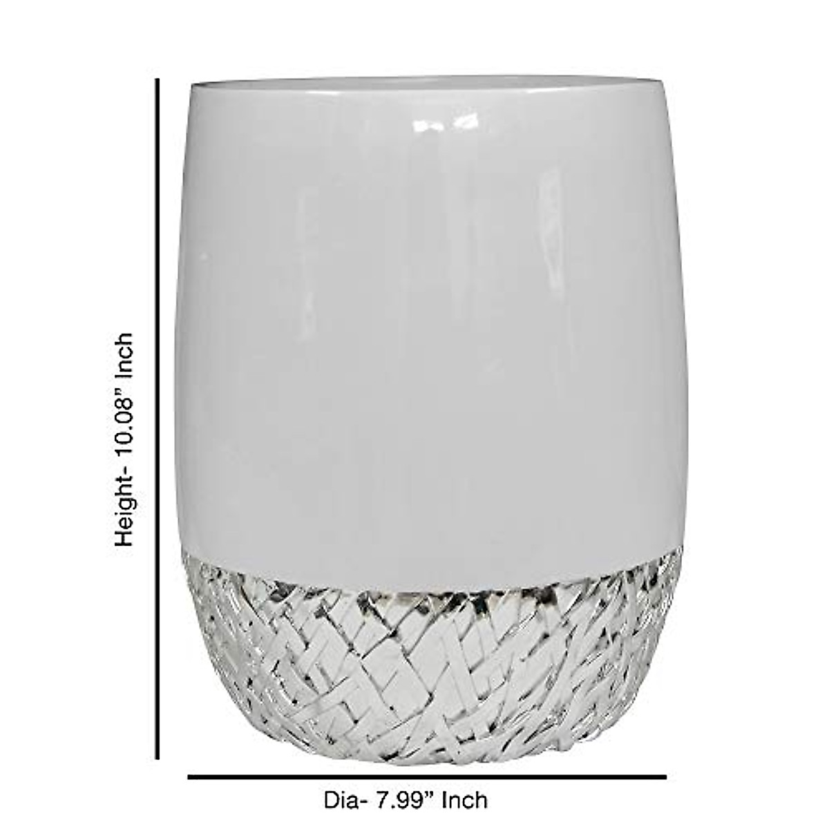 nu steel Bali Bathroom Wastebasket Bin Trash Can in Premium Resin and Chrome for Bathrooms & Vanity Spaces