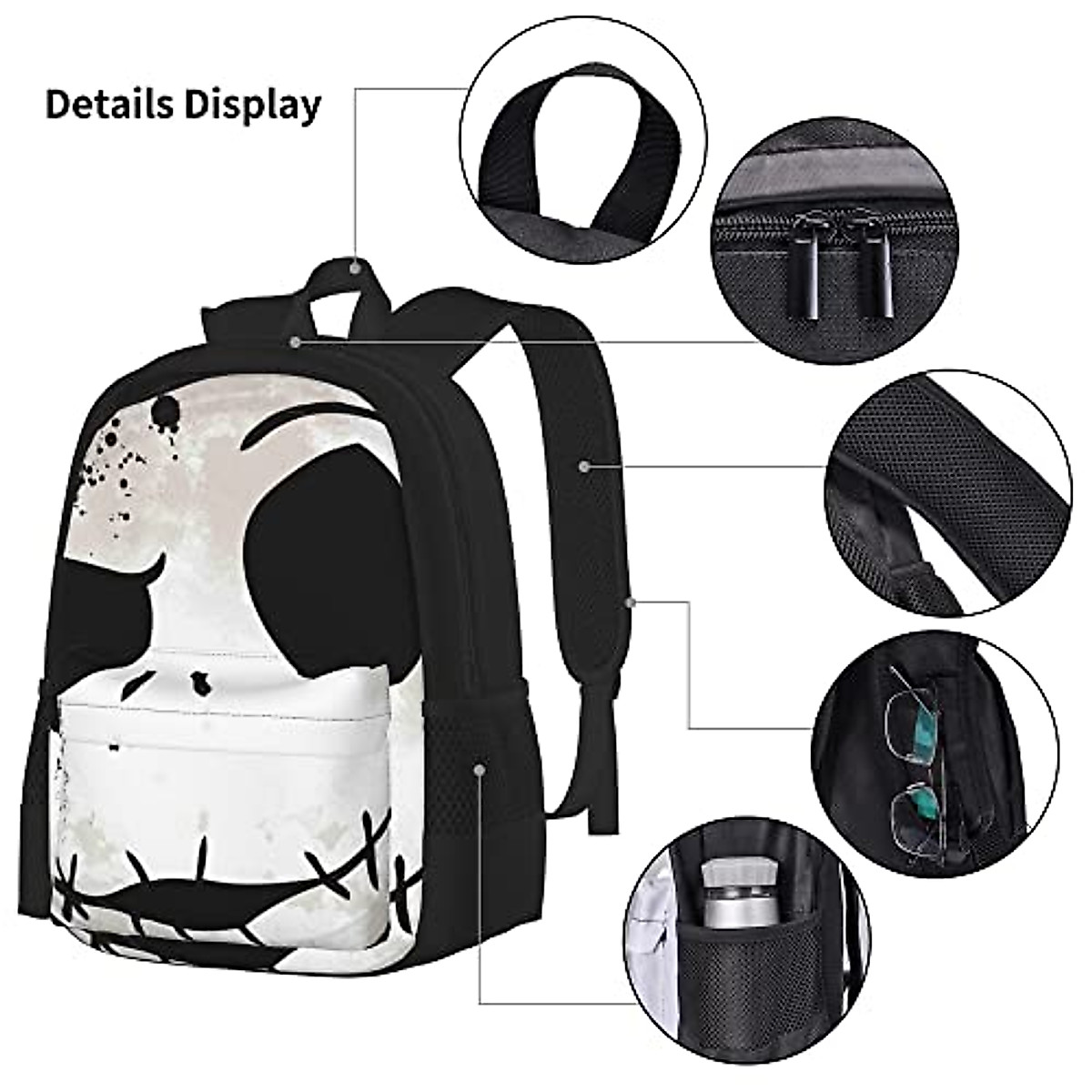 halloween nightmare 3 Piece Backpack Set Cartoon Backpack with Lunch Box Pencil Case for girls teens Women Men Durable Laptop Bag school backpack Wear Resistant christmas Hiking Camping Daypack C 3