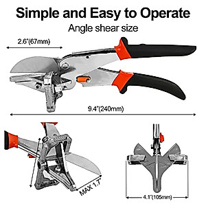 jutaeer Pvc scissors Multifunctional angle shear upgrade Miter Shears,0-135 Degree Adjustable Angle Trim Shear,Multifunctional Trunking Shears for Cutting Soft Wood, Plastic, PVC and more
