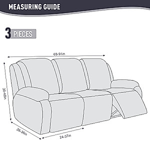 KinCam Recliner Covers, Stretch Reclining Chair Covers, Recliner Sofa Slipcovers Stripe Jacquard Recliner Couch Covers Furniture Protector Covers for Pet Kid (3 Seater, Dark Gray)
