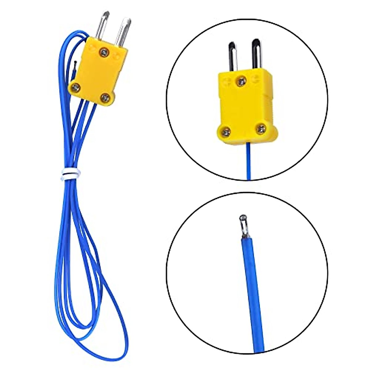 pouilzx Pack of 2) K-Type Temperature Probe Sensor Mini-Connector Thermocouple（Temperature Range: -50~250°C）1 M TP-01