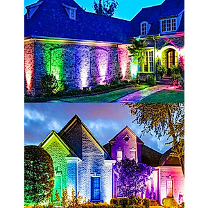Solar Landscape Spotlights Outdoor, [7 Multicolor] Solar Spotlights Halloween, IP67 Waterproof 2-in-1 Solar Wall Lights for Yard Garden Patio Driveway Pool (4 Pack)