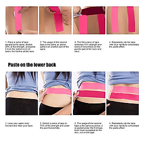 Kinesiology Tape, Waterproof Sports K Tape Roll Kinetic Tape for Muscles & Joints, Pain Relief and Injury Recovery, 5cm X 5m(Pink)